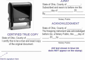 Ohio Notary Public Acknowledgment, Jurat and Certified Copy Stamps